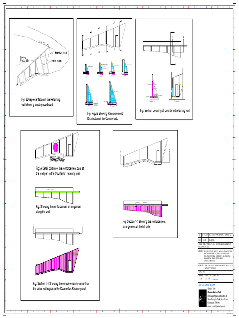 Structural Plan & Detail of Counterfort Retaining Wall | PDF | Sewerage ...