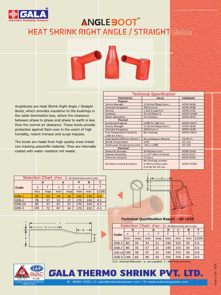 GALA - Heat Shrink Right Angle - Straight Boot - Indo Swiss | PDF