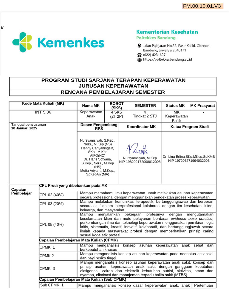 RPS Kep Anak ST 2025 | PDF