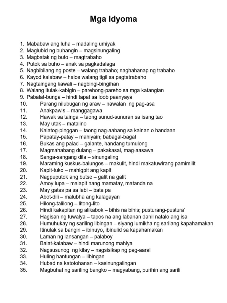 Mga Idyoma | PDF