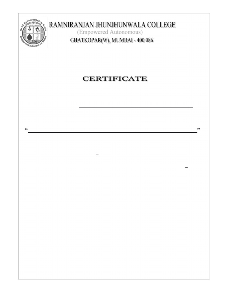 Project Certificate Vaidehi Ma'am | PDF