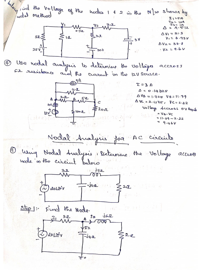 Nodal and Mesh Analysis for AC circuit | PDF