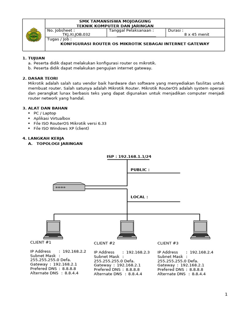 4 - Konfigurasi Router OS Mikrotik Sebagai Internet Gateway | PDF