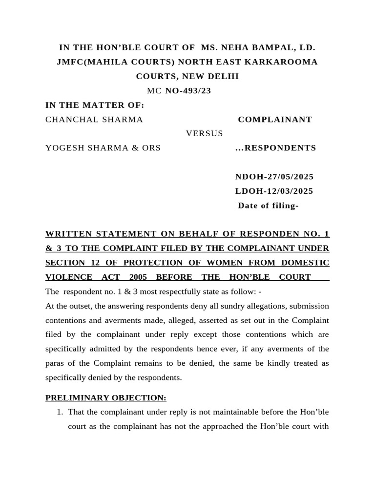 Chanchal Sharma Vs Yogesh DV Reply | PDF | Affidavit | Marriage