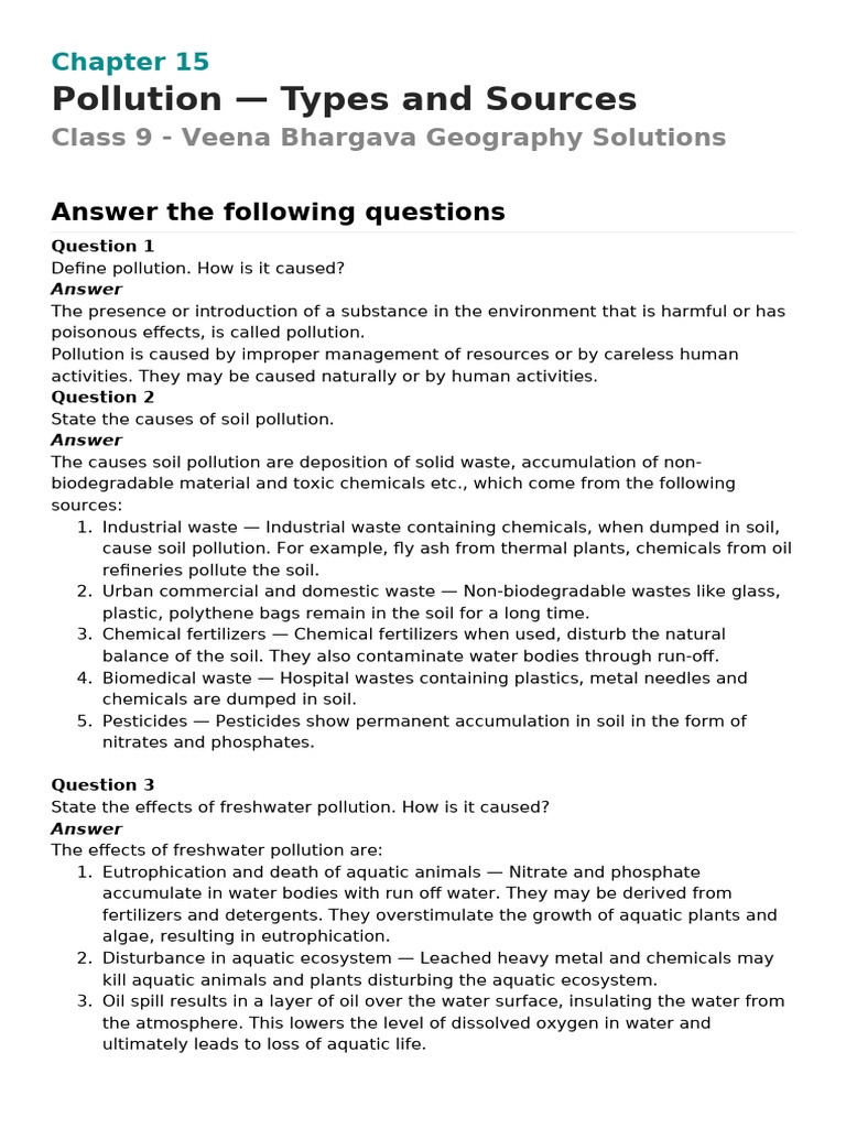 Types and Sources of Pollution Explained | PDF | Pollution | Water ...