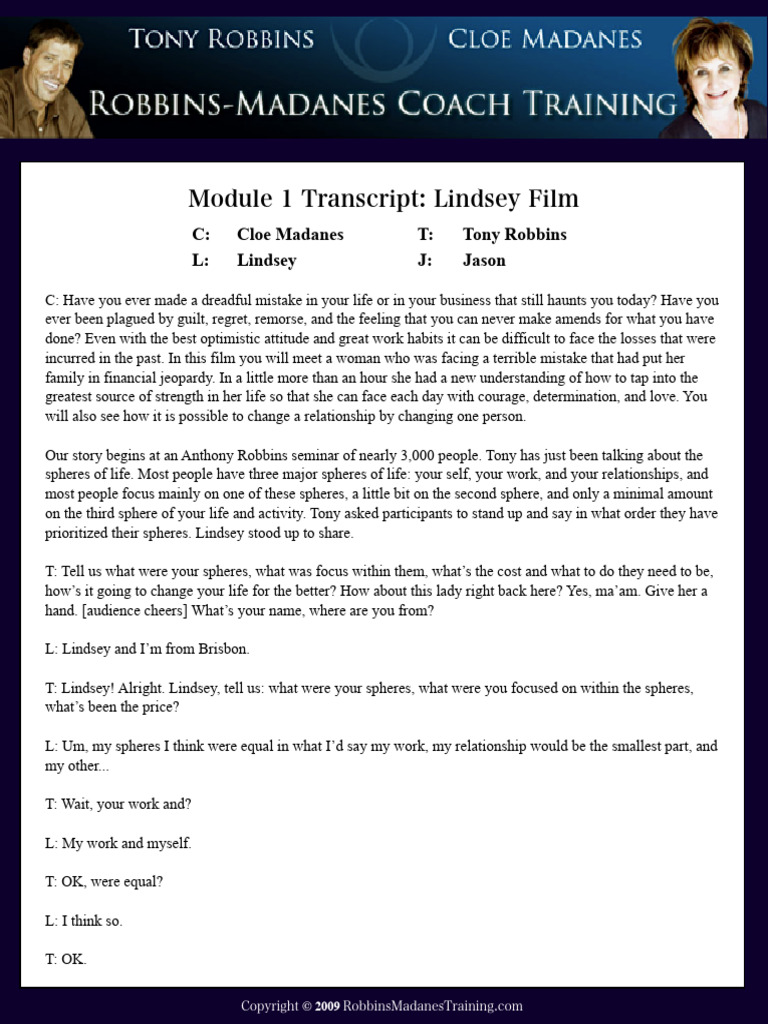 1 - Intro - Module 1 - Lyndsey - Transcript | PDF | Anger | Psychology