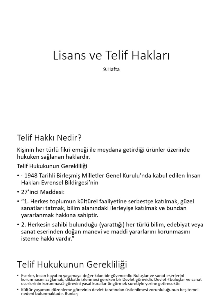 09 - Lisans Ve Telif Hakları | PDF