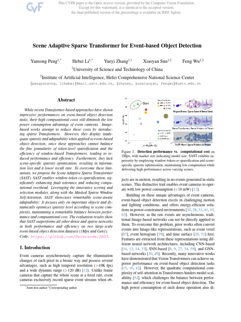 Peng Scene Adaptive Sparse Transformer For Event Based Object Detection
