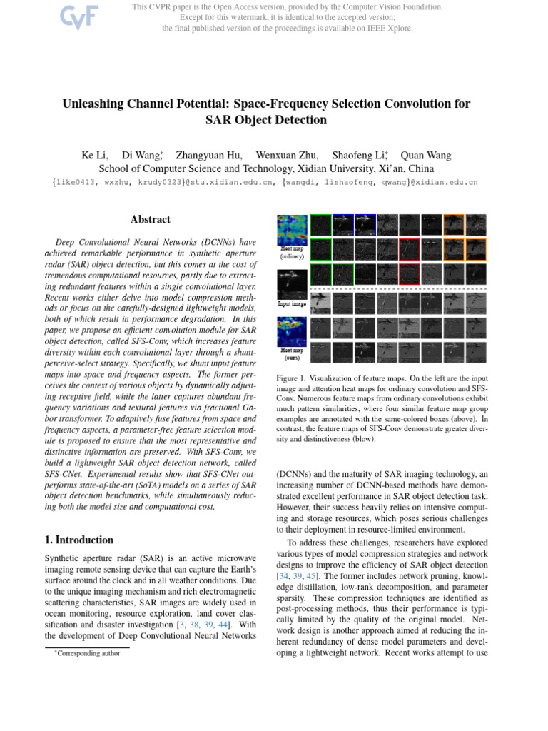 Li Unleashing Channel Potential Space-Frequency Selection Convolution For SAR Object Detection ...