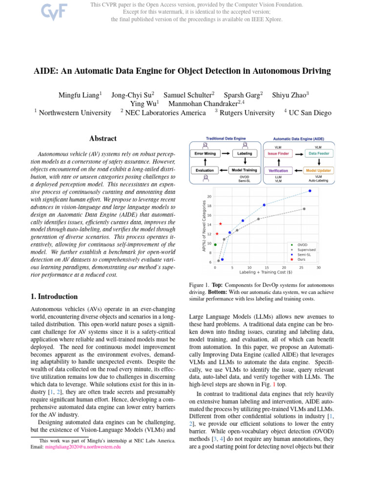 Liang AIDE An Automatic Data Engine For Object Detection in Autonomous CVPR 2024 Paper | PDF ...