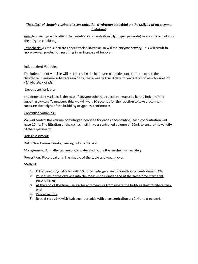 The effect of changing substrate concentration - Bio Report | PDF ...
