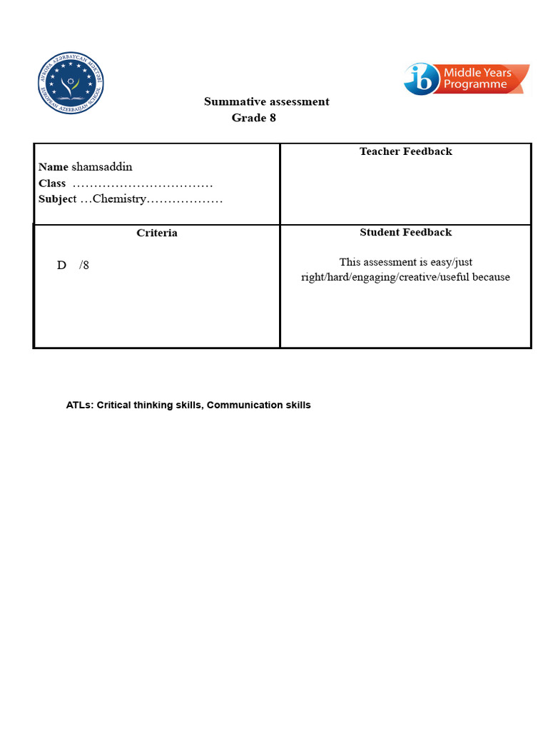 GR 8 Summative Assessment Unit 3 | PDF