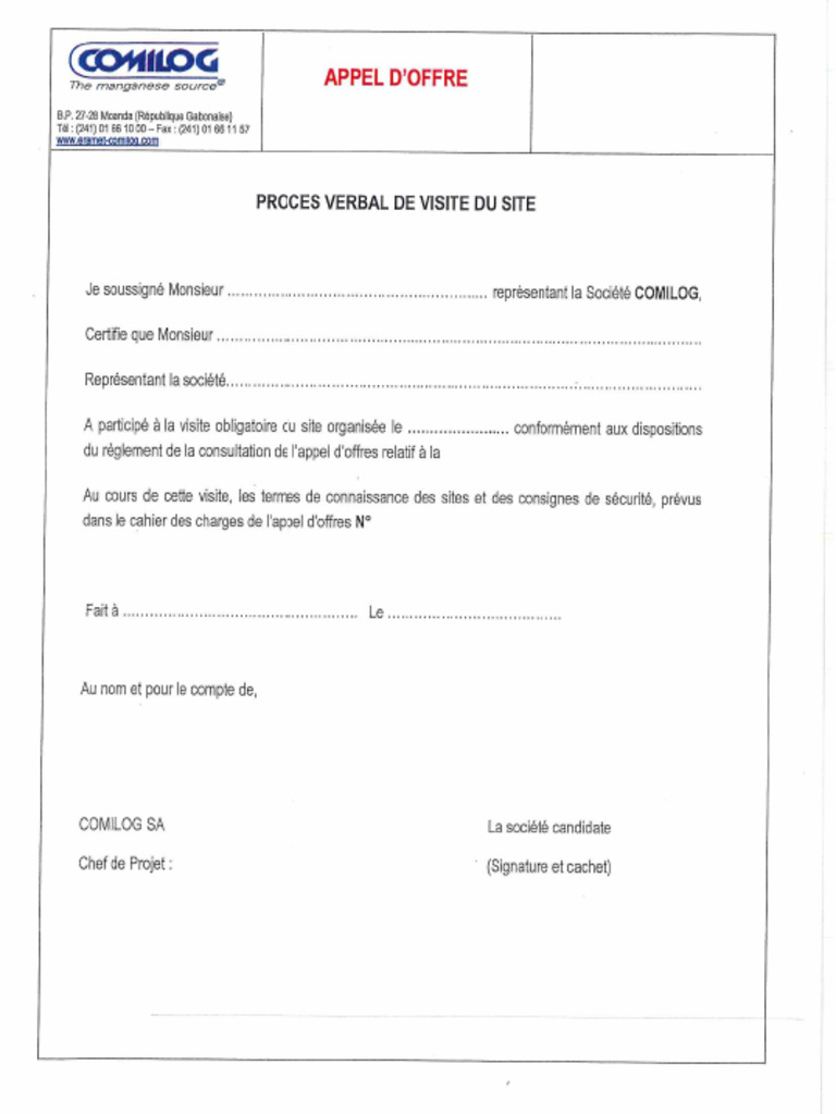 PV Visite Comilog 1 | PDF