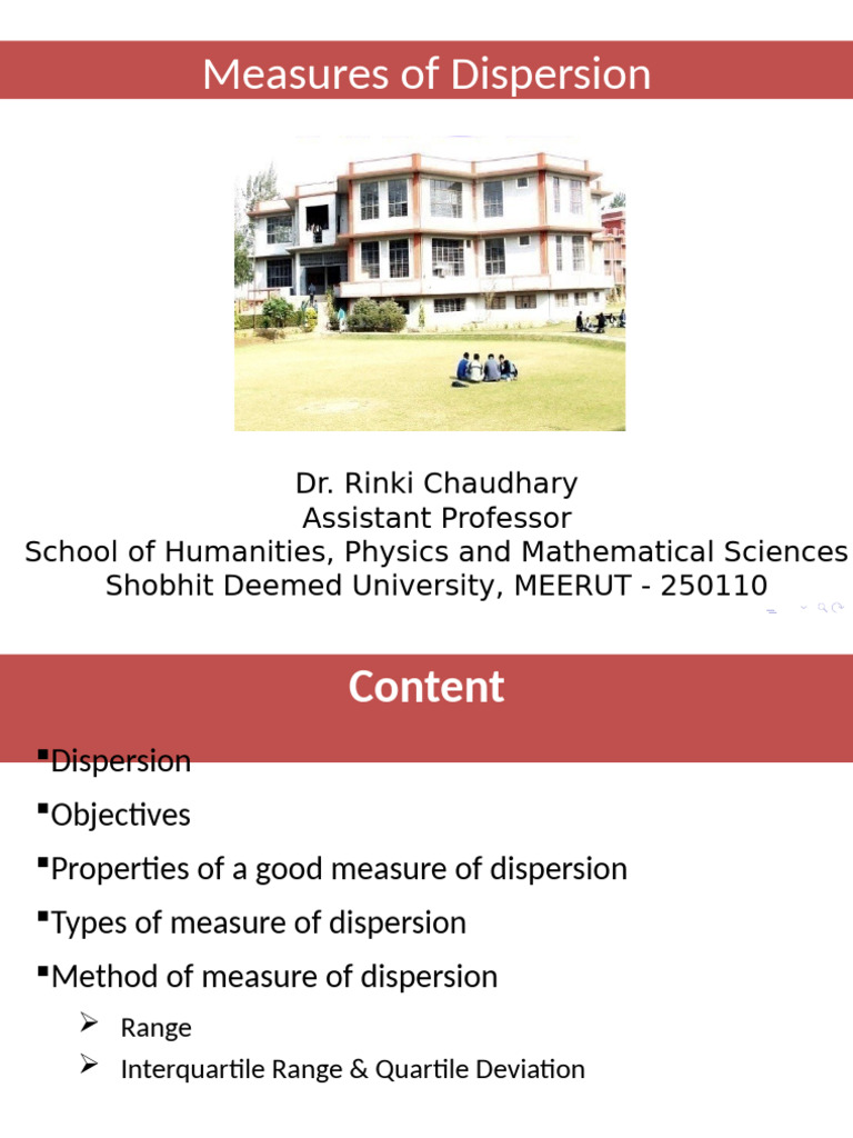 Measures of Dispersion 1 | PDF | Quartile | Statistical Dispersion