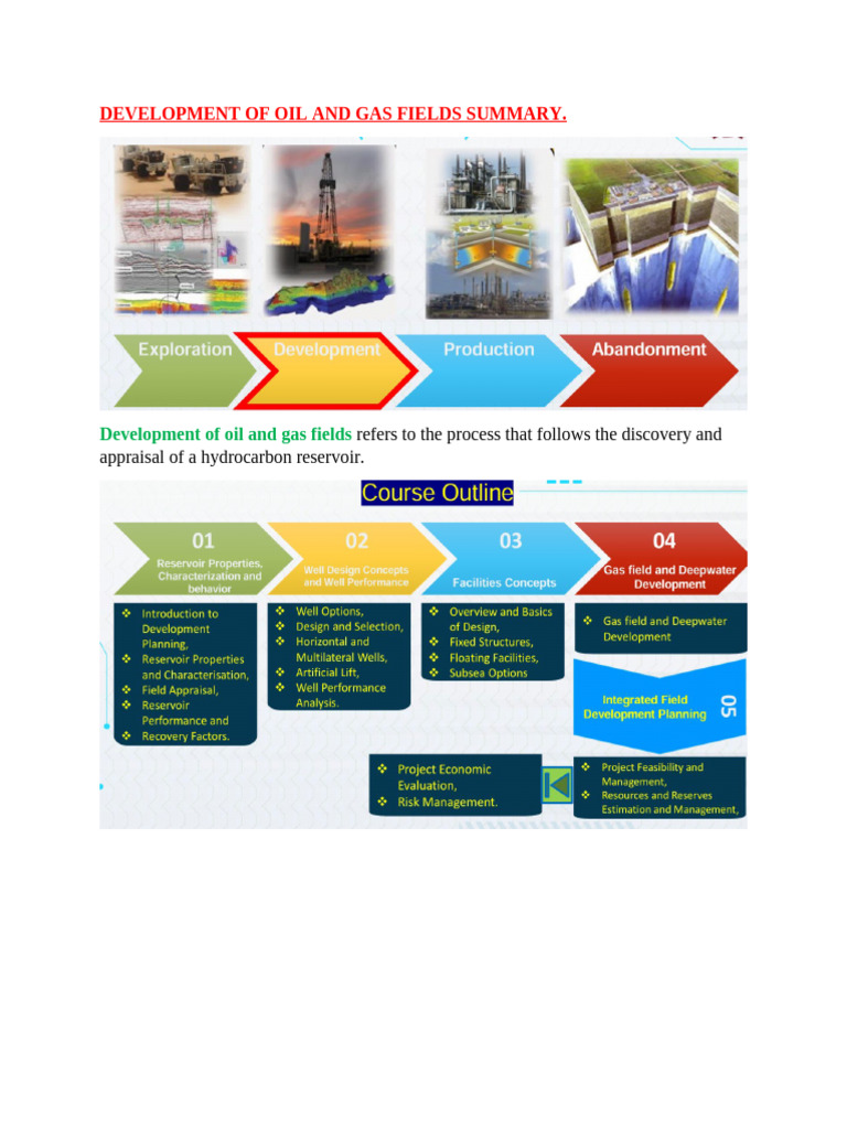 Development of Oil and Gas Fields Summary | PDF | Petroleum Reservoir ...