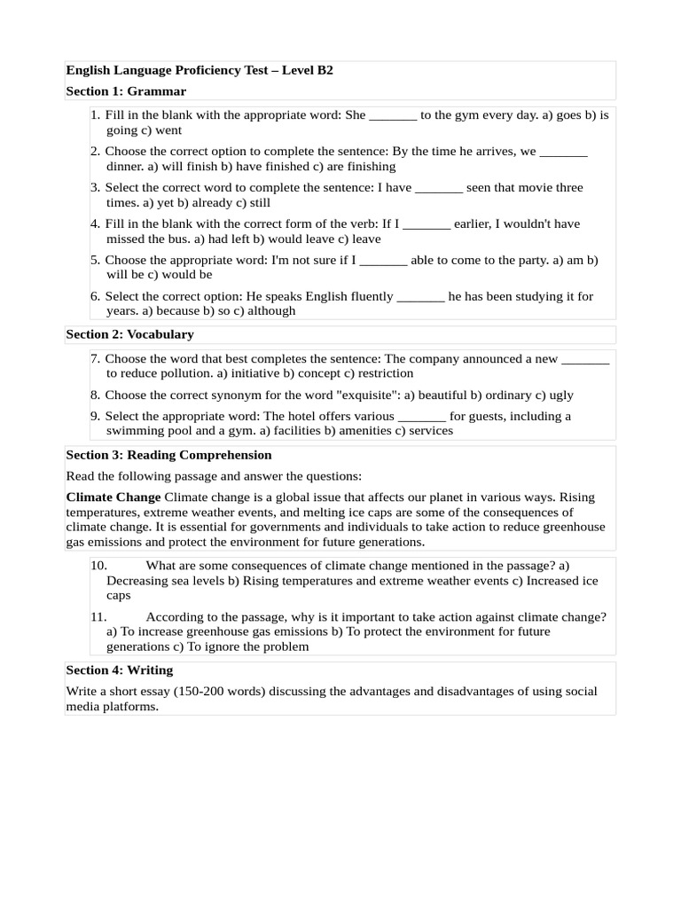 B2 - English Test | PDF