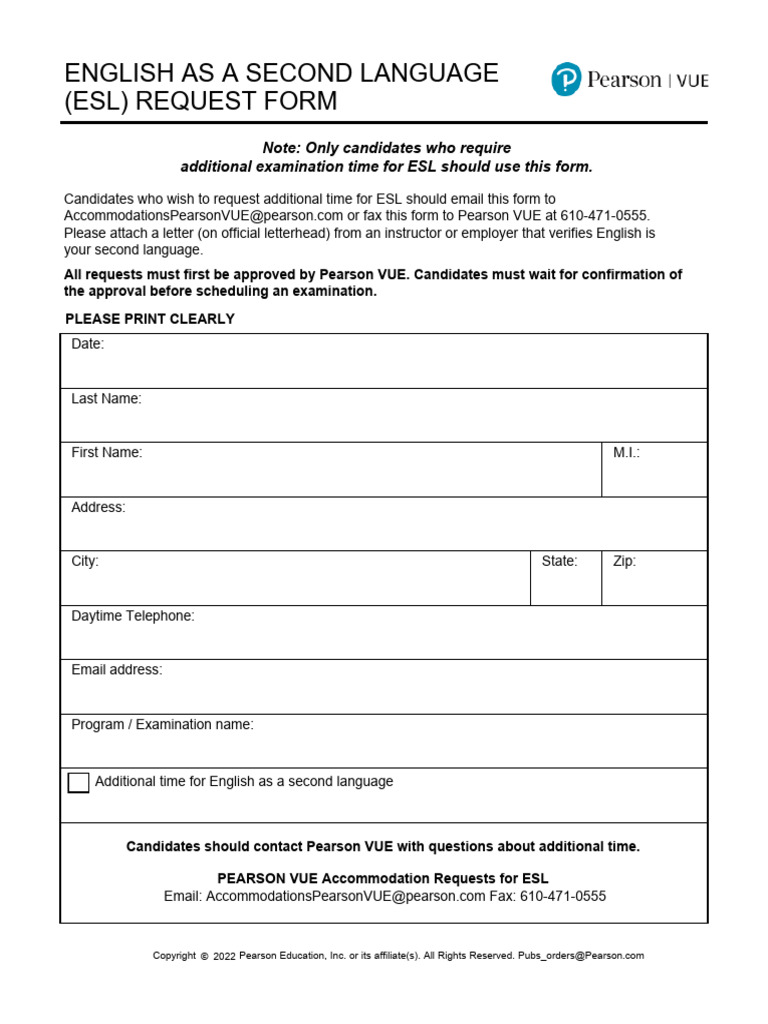 English As A Second Language (Esl) Request Form: 9/5/2025 Alrosan | PDF