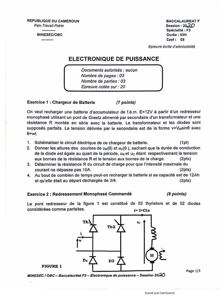 Électronique de Puissance Bac 2020 | PDF
