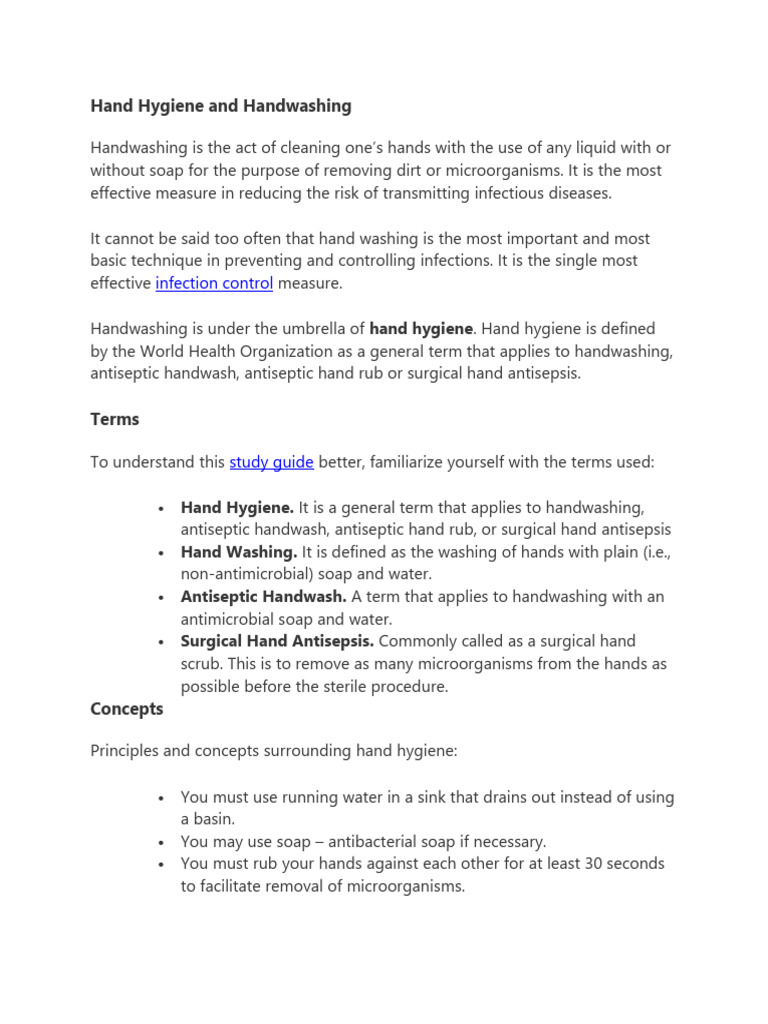 Hand Hygiene and Handwashing | PDF | Hand Washing | Hygiene