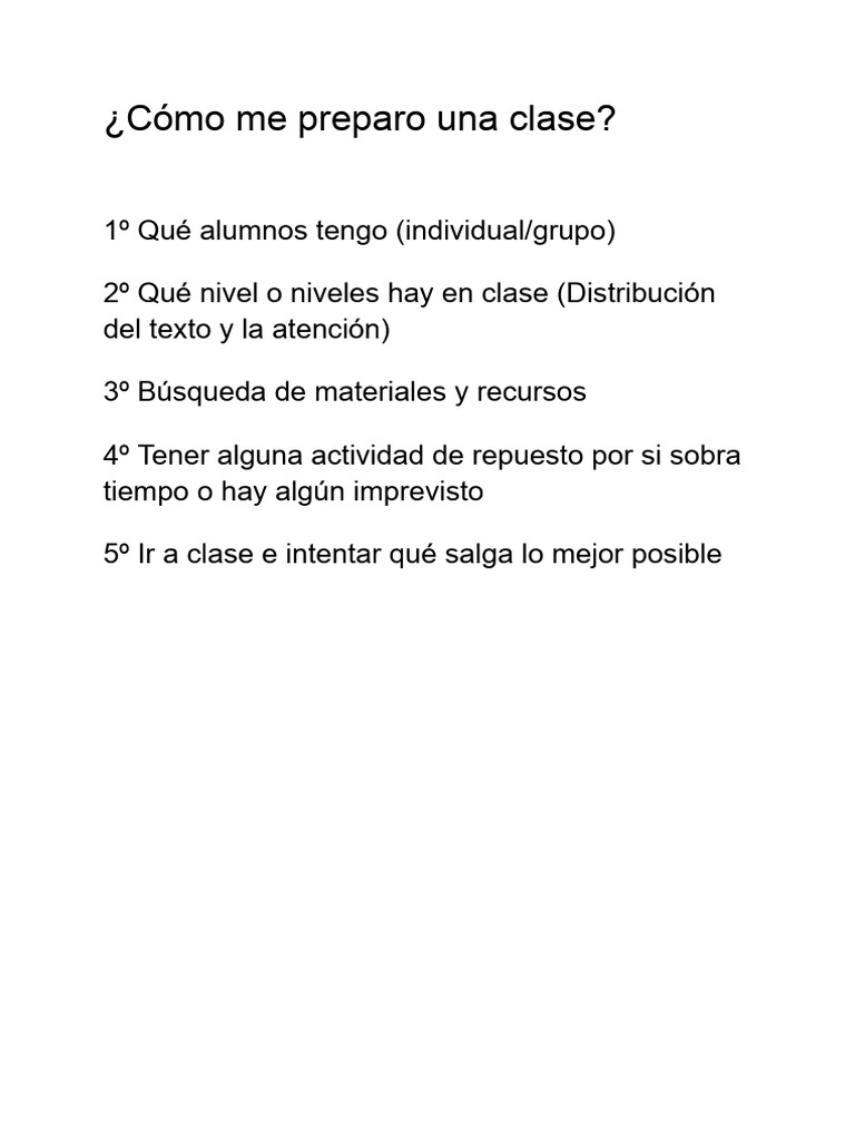 ¿Cómo Me Preparo Una Clase | PDF