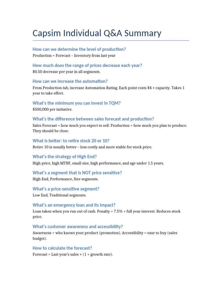 Capsim_QA_Study_Sheet | PDF