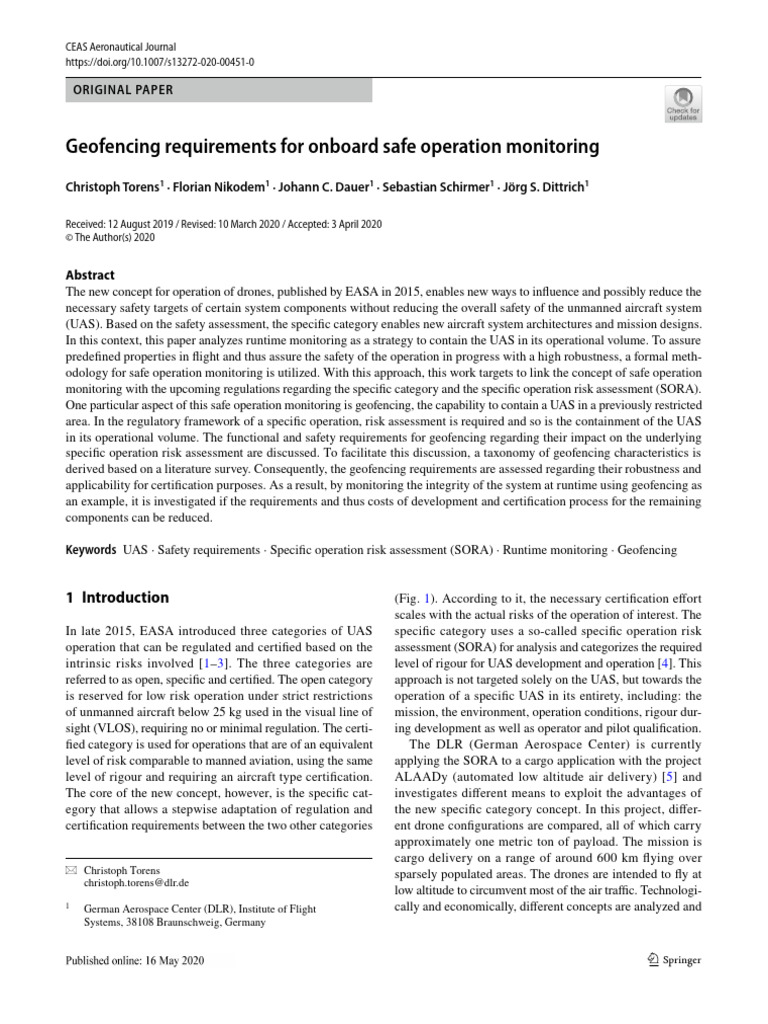SORA-Geofencing_requirements_for_onboard_safe_operation | PDF | Unmanned Aerial Vehicle | Risk