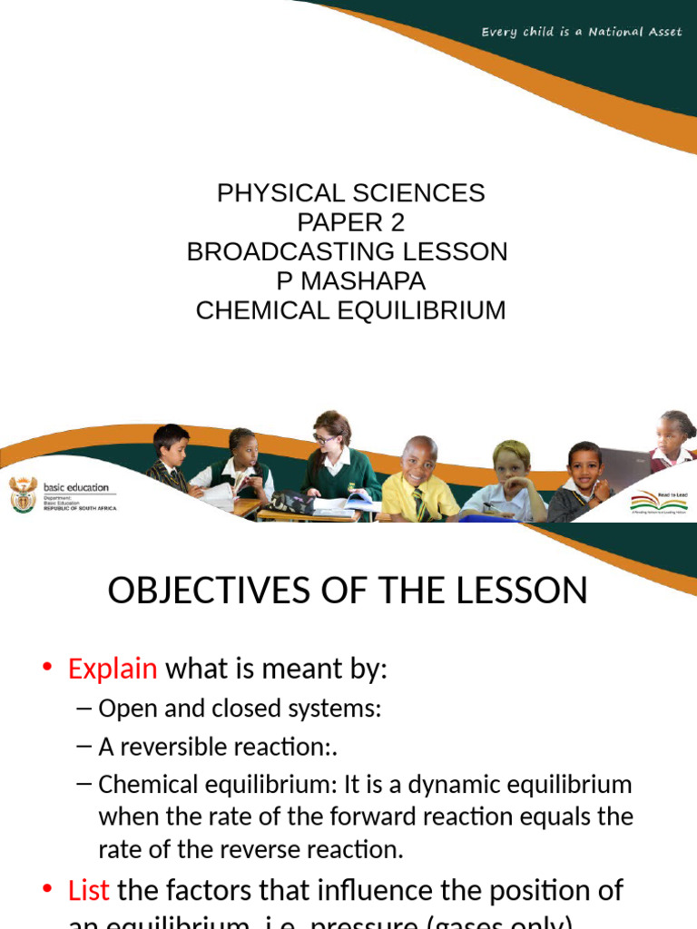 Chemical Equilibrium Broadcasting Lessons | PDF | Chemical Equilibrium ...