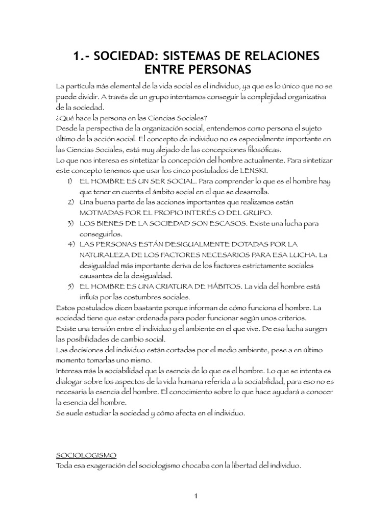 Postulados sobre el Individuo y la Sociedad | PDF | Sociedad | Conocimiento