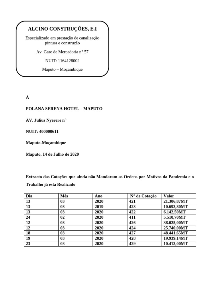 Alcino Construcao | PDF