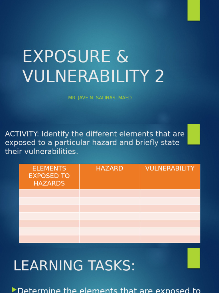 3 Exposure & Vulnerability 2 | PDF | Hazards | Natural Disasters