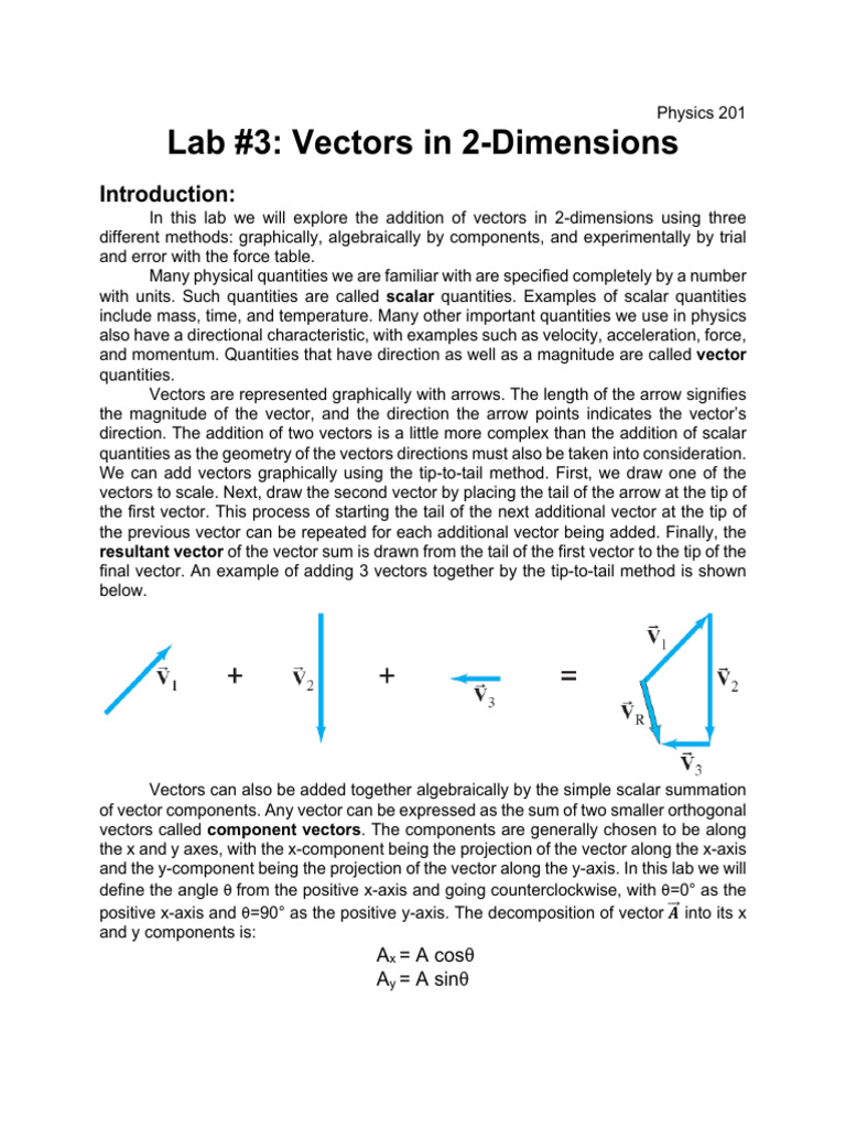 PHY201 Lab3 Vectors in 2D | PDF | Euclidean Vector | Force