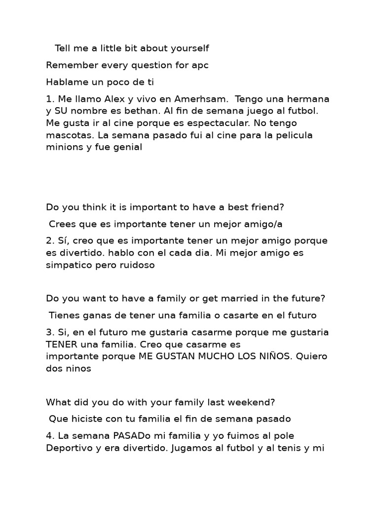 Spanish Listening Questions | PDF