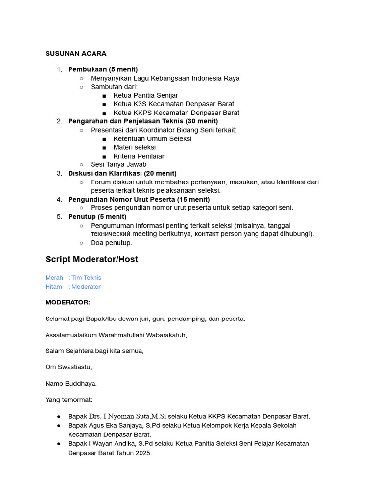 Susunan Acara TM Senijar 2025 | PDF