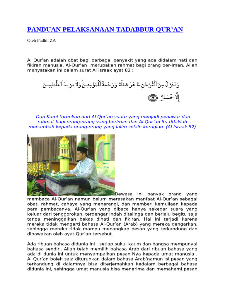 Panduan Tadabbur Al-Qur'an yang Efektif | PDF