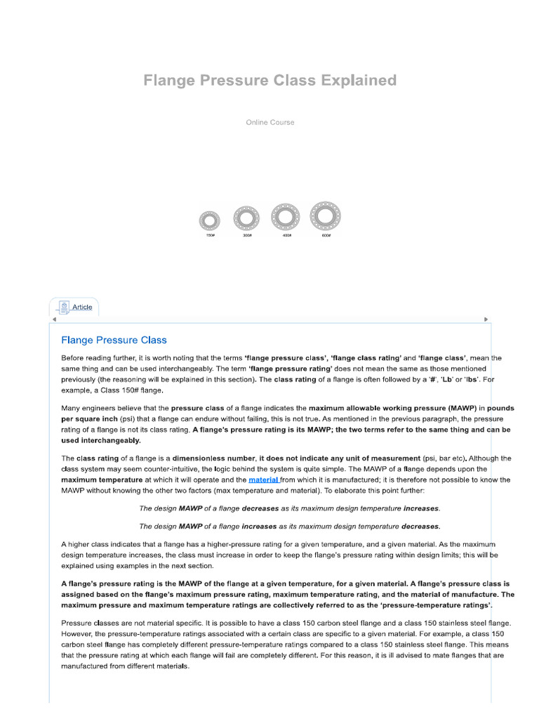 Flange Pressure Class Explained | PDF