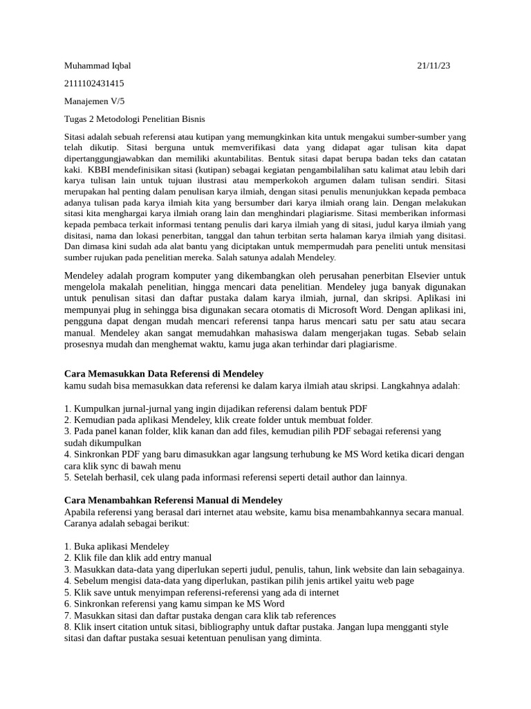 Tugas Sitasi Metopen | PDF