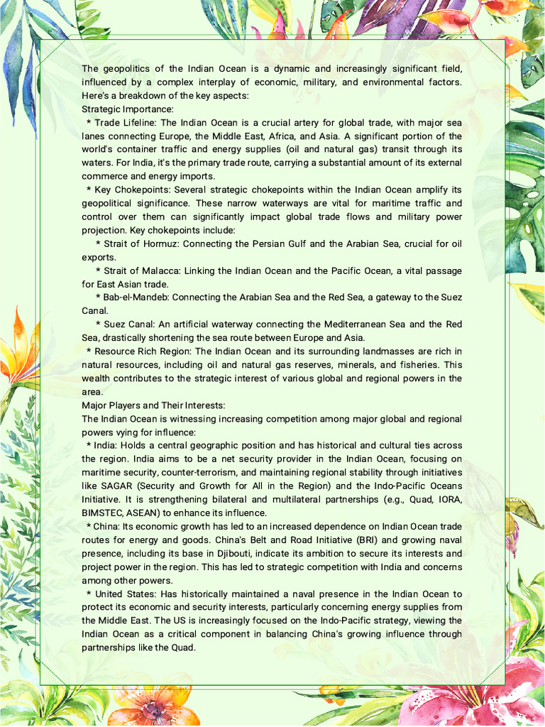 Geopolitics of the Indian Ocean Explained | PDF | Indian Ocean ...