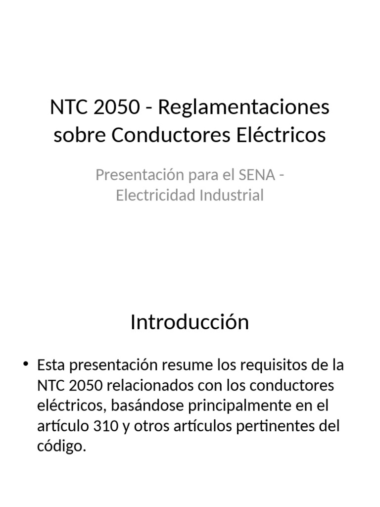 NTC 2050 Conductores Electricos SENA | PDF