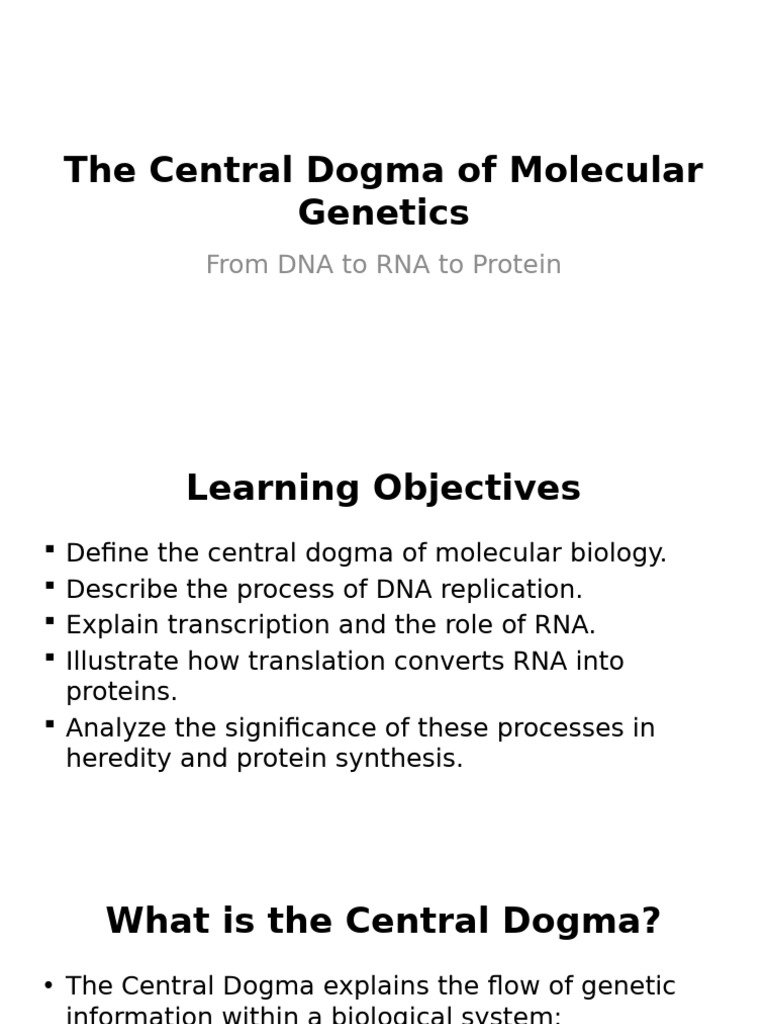 Central-Dogma-of-Molecular-Genetics | PDF | Genetic Code | Dna Replication