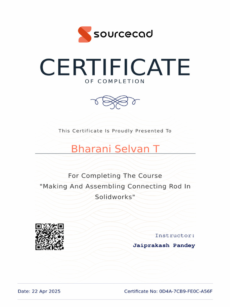 Making and Assembling Connecting Rod in Solidworks Certificate | PDF