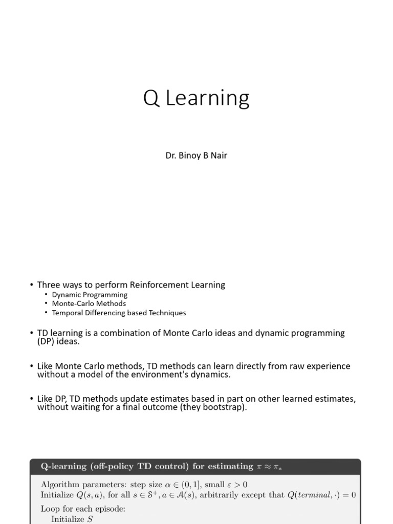 Deep Learning Binoy-19-3-RL Q Learning | PDF | Algorithms And Data Structures | Theoretical ...