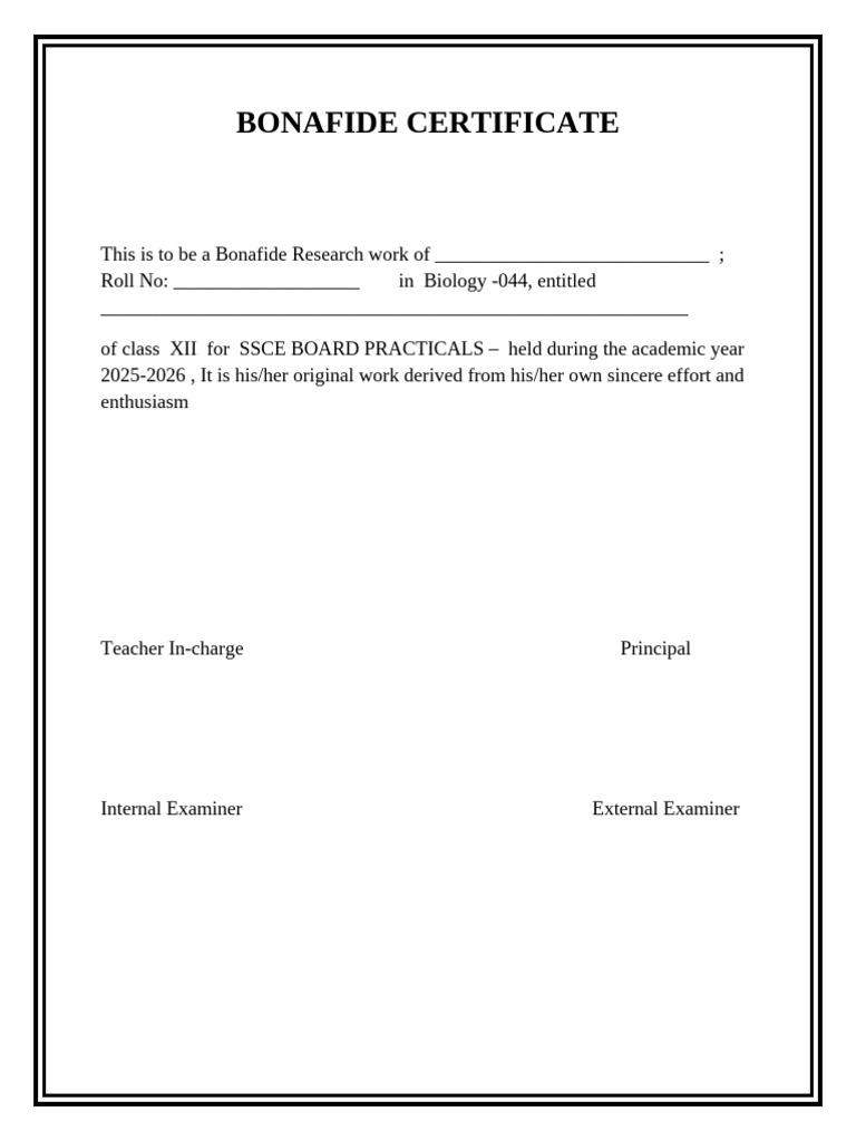 Bonafied Certificate for Project | PDF