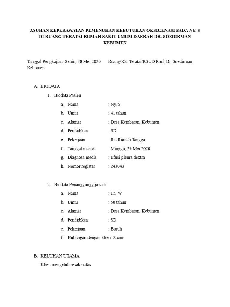 Asuhan Keperawatan Oksigenasi 3S | PDF