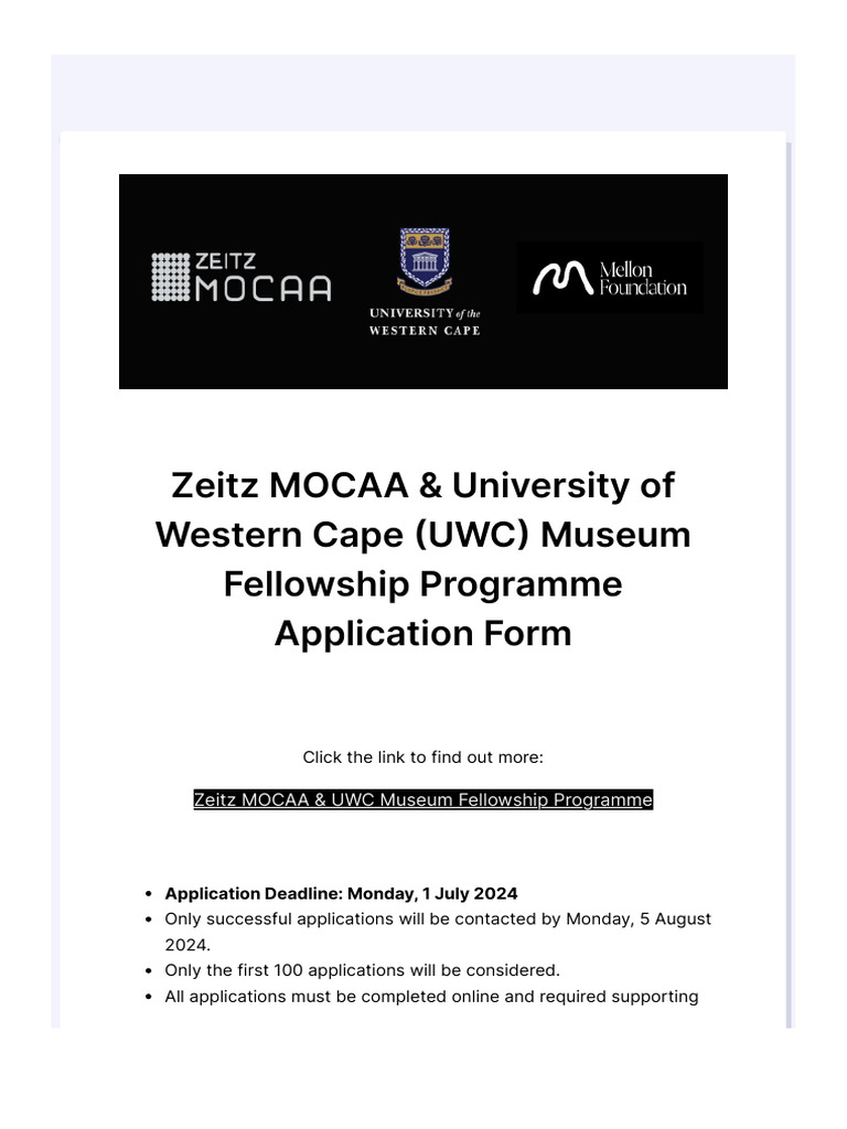 ZM & UWC Application Form - MFP Open Call 2025 | PDF | Postgraduate ...