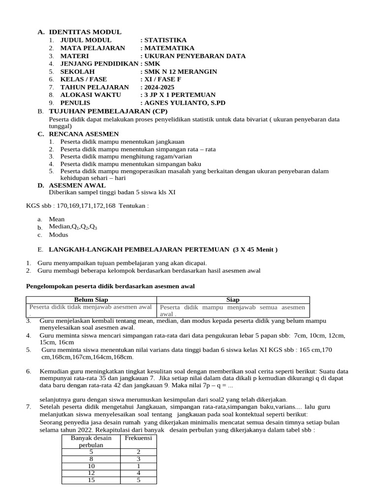 Modul Ajar Matematika - Melakukan Proses Penyelidikan Statistik (Ukuran ...