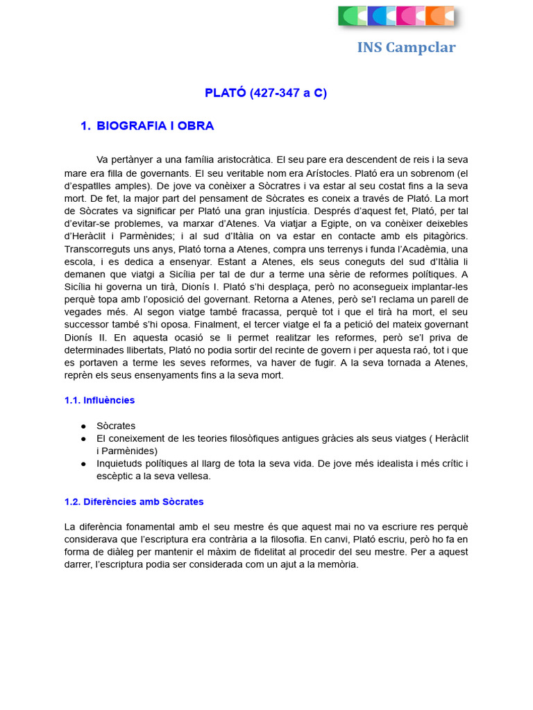 Plató - Apunts | PDF