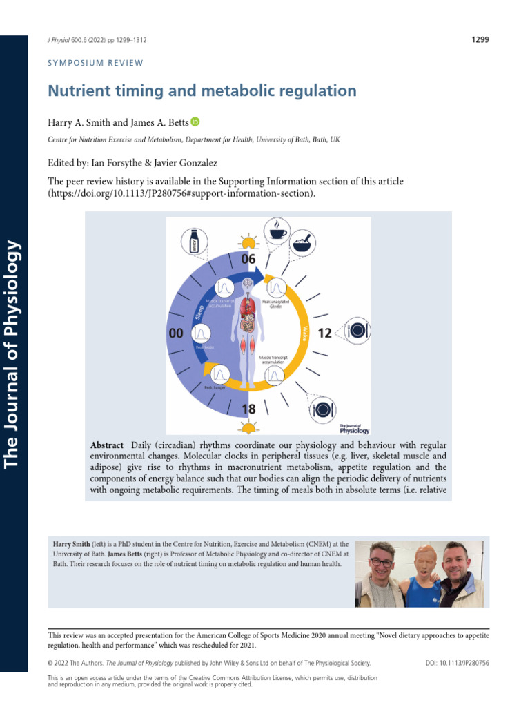 Nutrient Timing and Metabolic Regulation | PDF | Clock | Circadian Rhythm