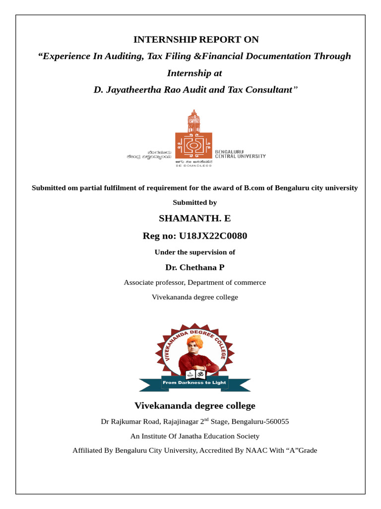 Shamanth Internship Report | PDF | Internship | Job Hunting