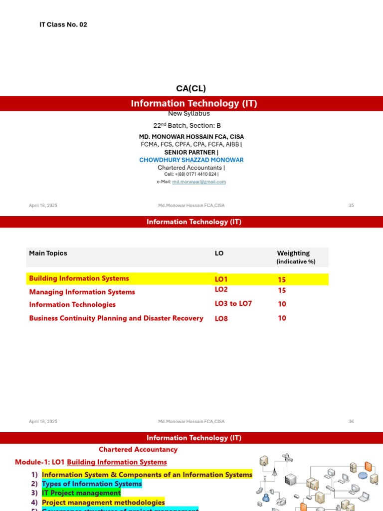 LO1 CA (CL) IT (New) 22nd Batch (Section-B) by MD - Monowar Hossain FCA ...