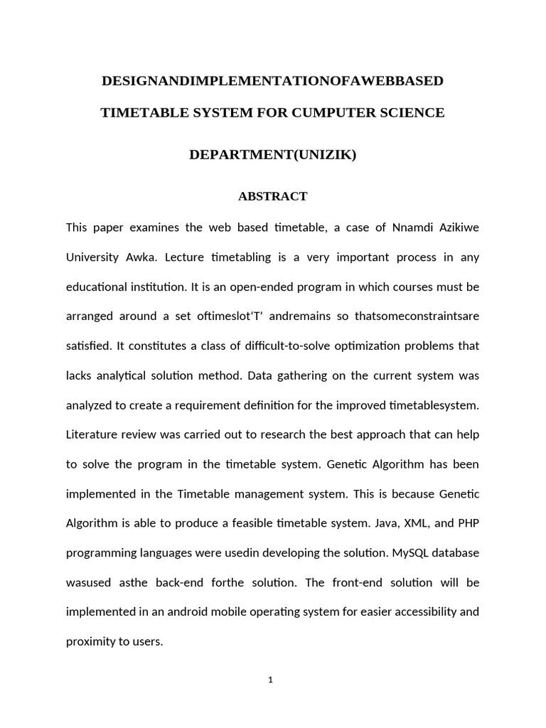 Designandimplementationofawebbased Timetable System For Cumputer Science | PDF | Information ...